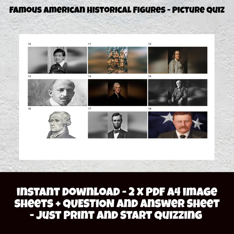 Famous American Historical Figures Picture Quiz | Pub Quiz | Picture ...