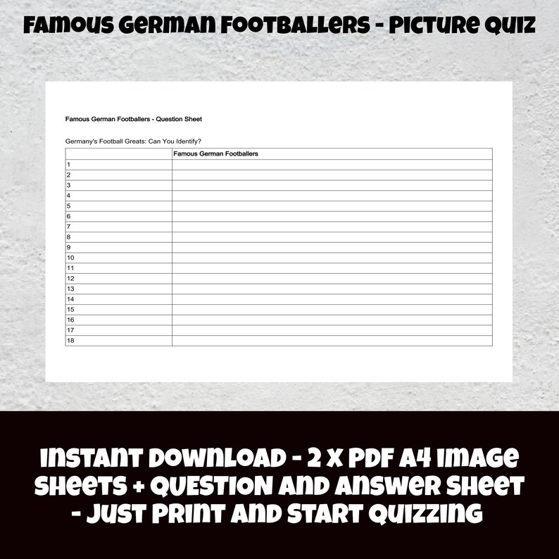 Famous German Footballers Picture Quiz Pub Quiz Picture Round Sports ...