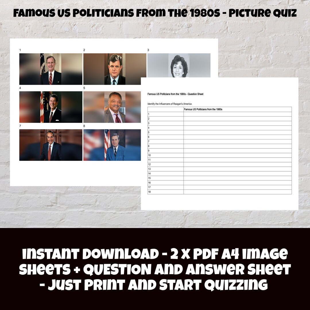 Famous US Politicians From the 1980s Picture Quiz | Pub Quiz | Picture ...