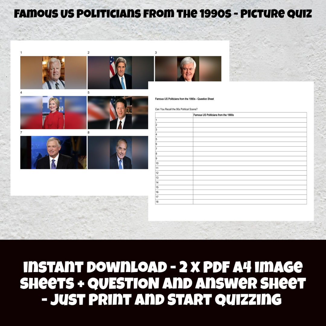 Famous US Politicians From the 1990s Picture Quiz | Pub Quiz | Picture ...