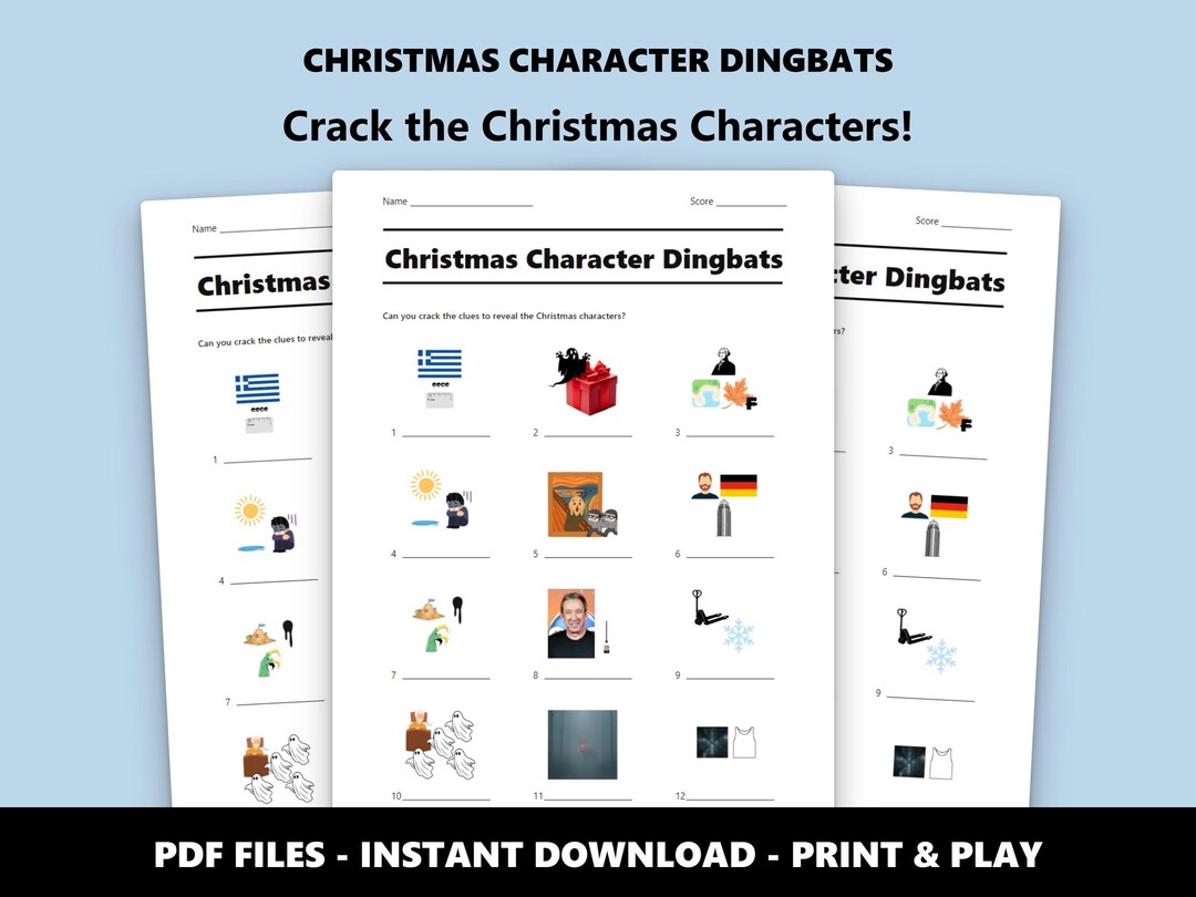 Christmas Character Dingbats Picture Quiz: Fun Festive Guessing Game ...