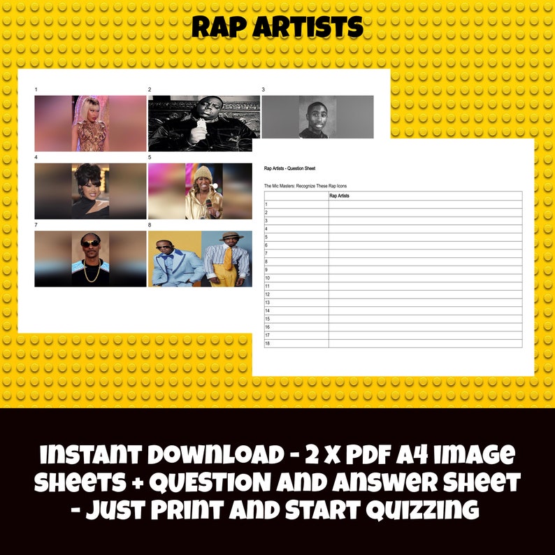 Rap Artists Picture Quiz Pub Quiz Picture Round Music Quiz Downloadable ...