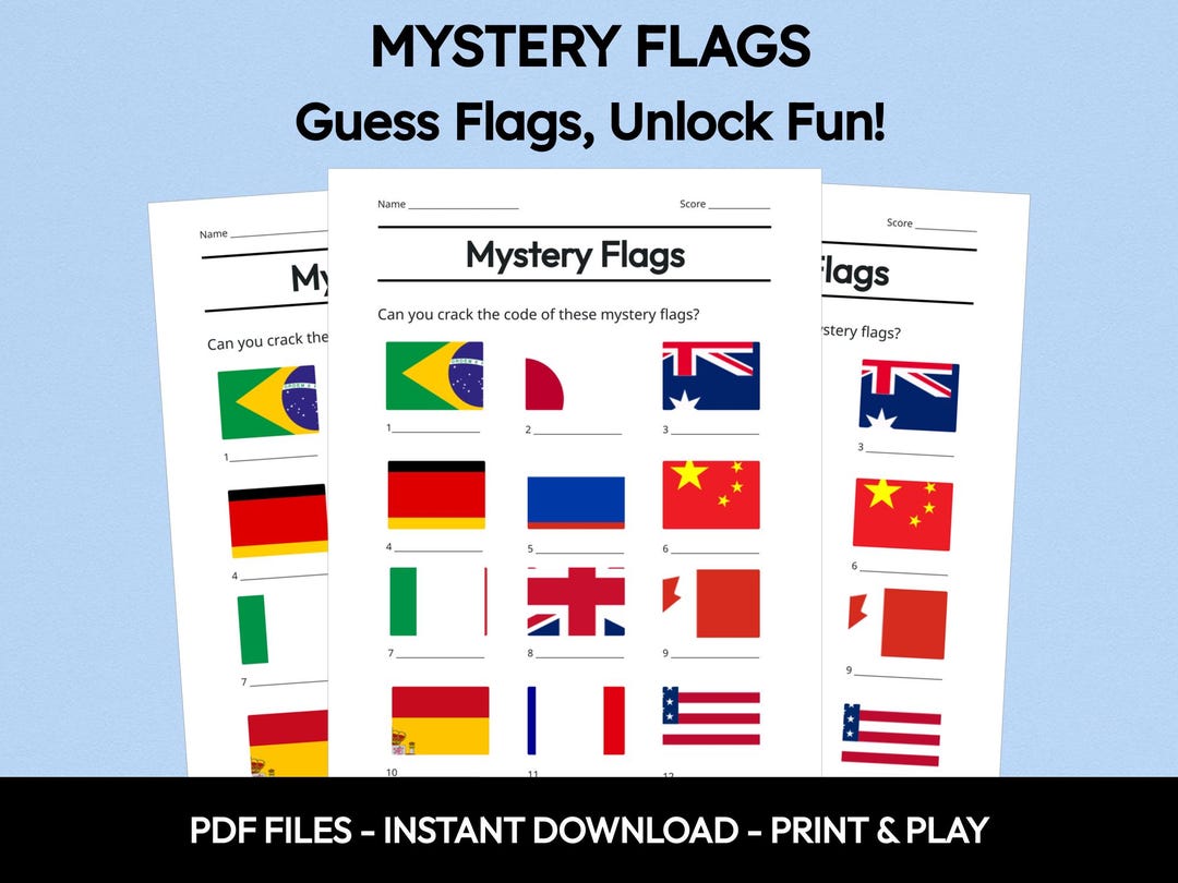 Mystery Flags Picture Quiz: Close-up Printable Trivia Game (instant ...