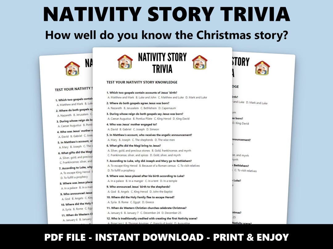 Nativity Story Trivia: Biblical Christmas Quiz (instant Download) - Etsy