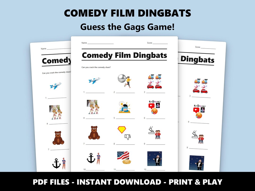 Comedy Film Dingbats Picture Quiz: Fun Movie Puzzle Game for Parties ...