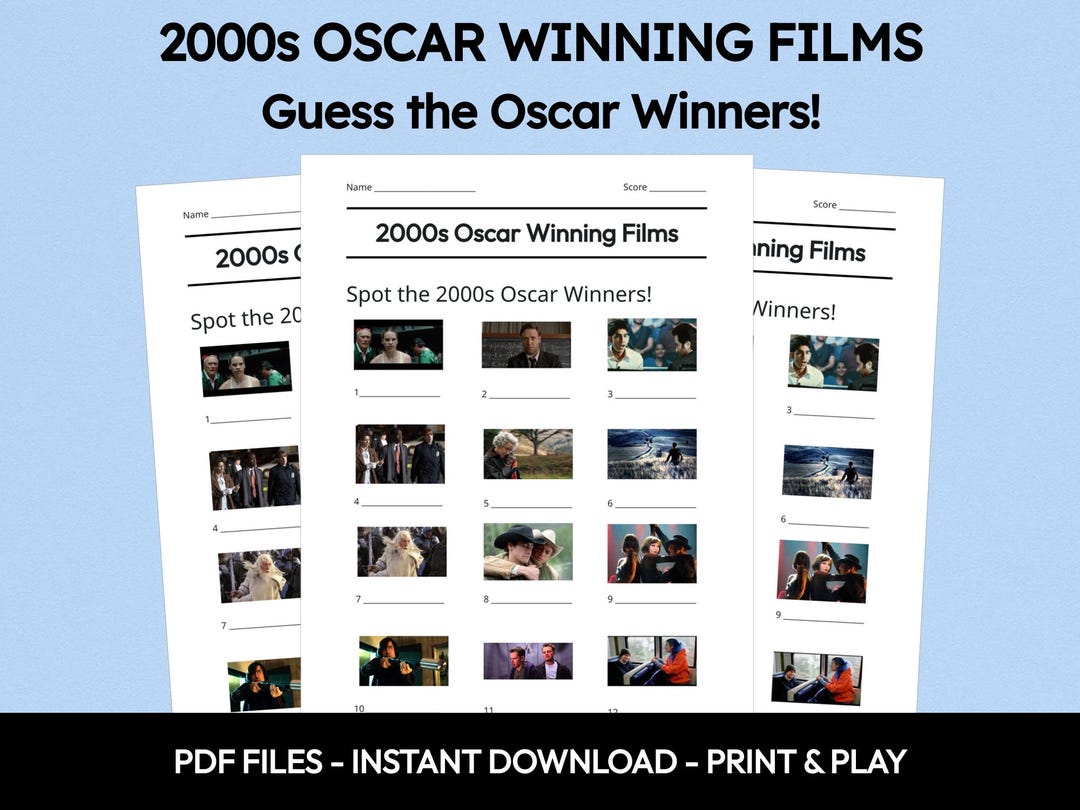 Oscar Winners Picture Quiz: 2000s Trivia (PDF Downloadable Quiz ...