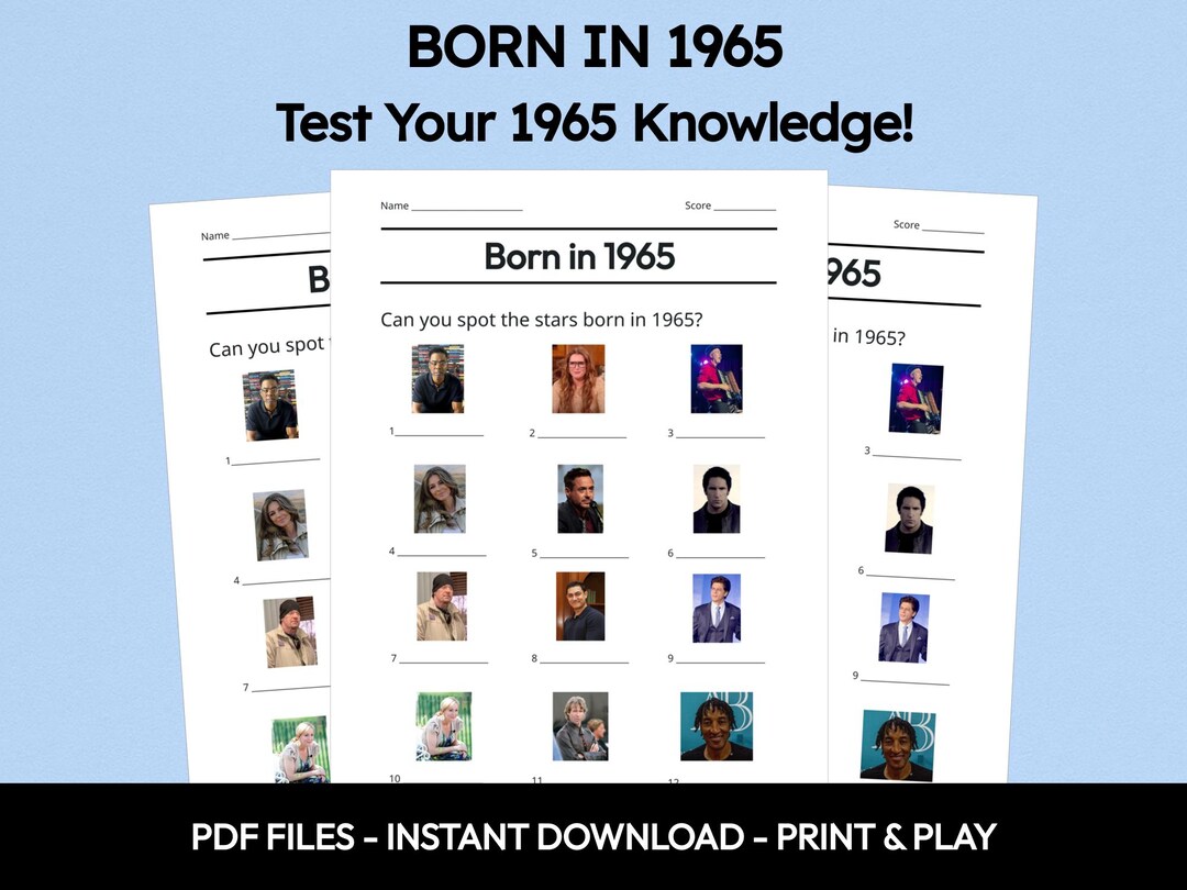 1965 Picture Quiz: Printable Trivia Game for 1960s Birthday (instant ...