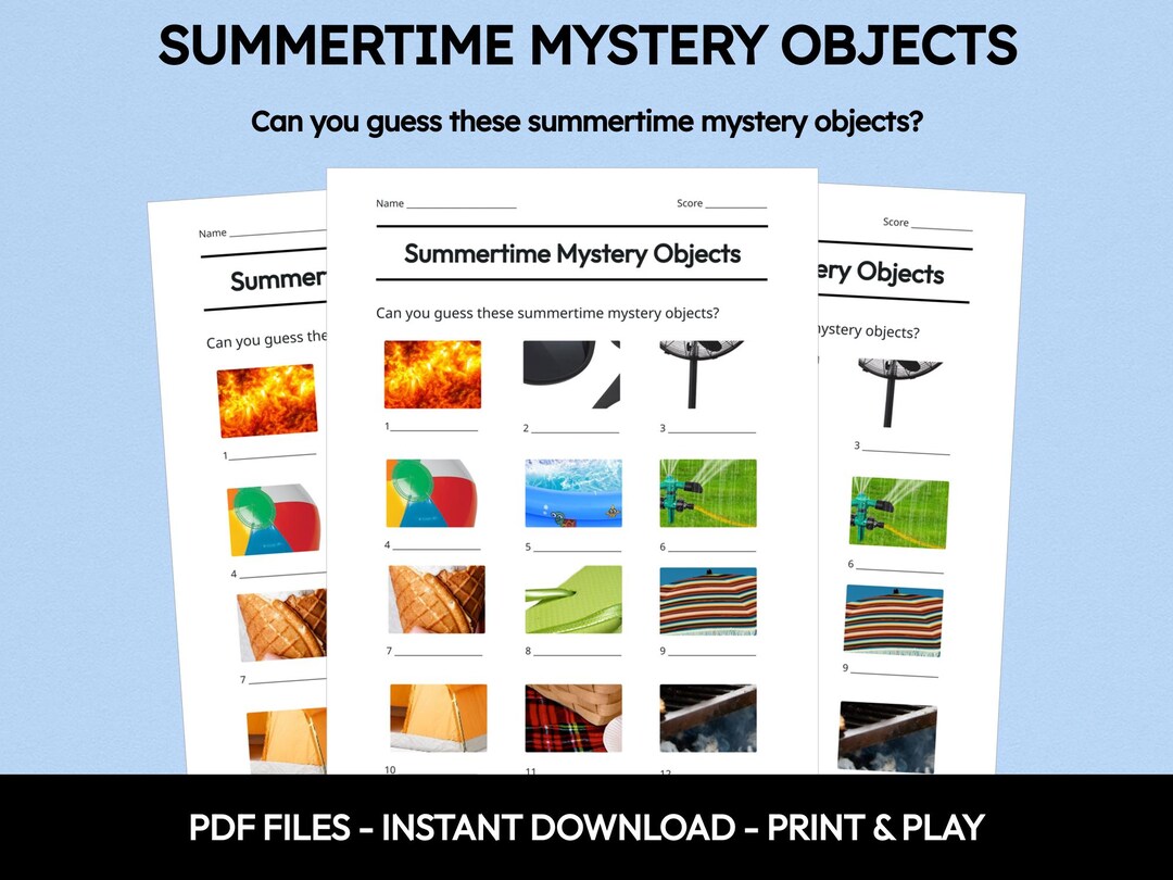Summertime Mystery Objects Picture Quiz, Beach Party Game, Interactive ...