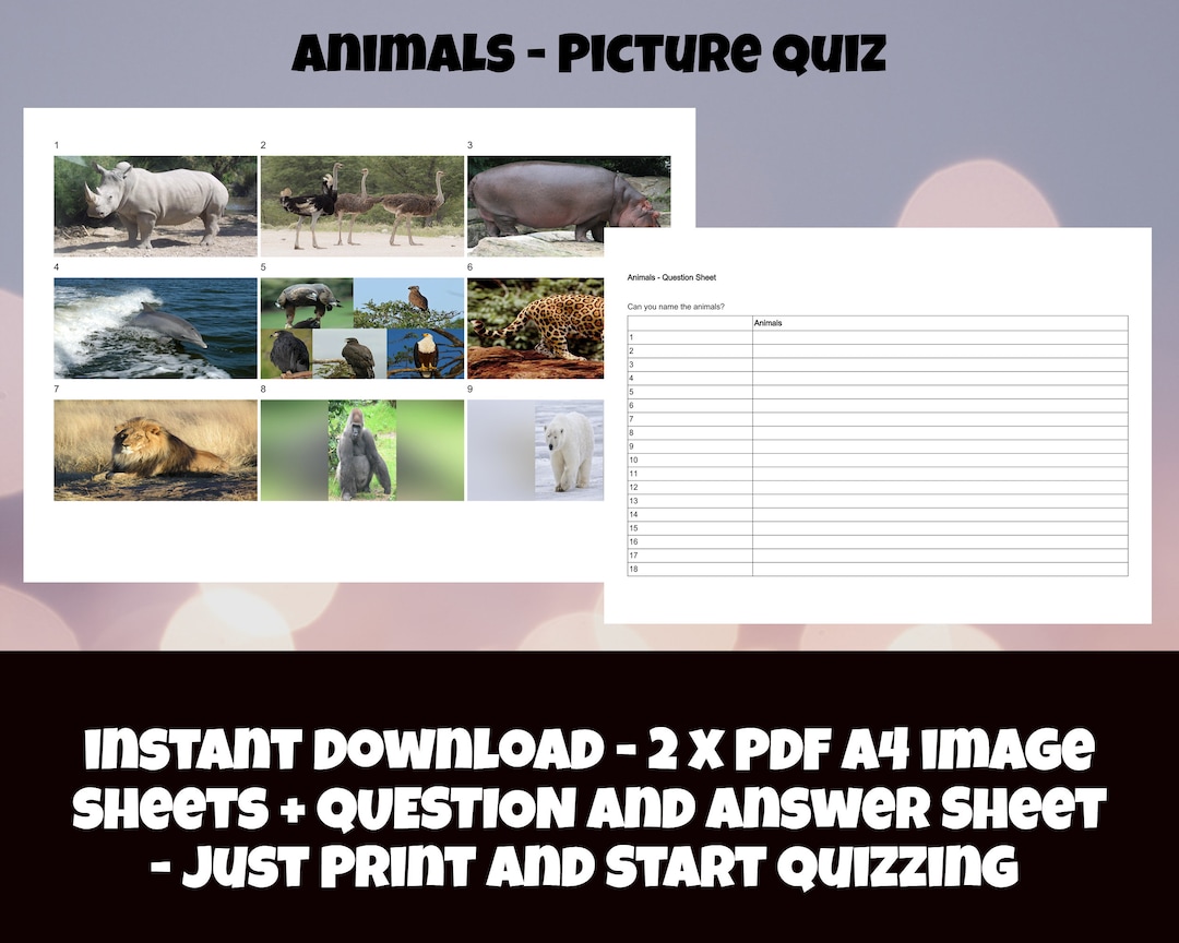 Animals Picture Quiz Pub Quiz Picture Round Animals Quiz Nature Quiz ...
