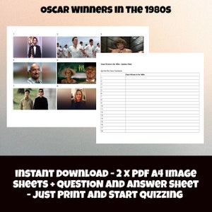 Picture Quiz Oscar Winners in the 1980s Pub Quiz Picture Round Film ...