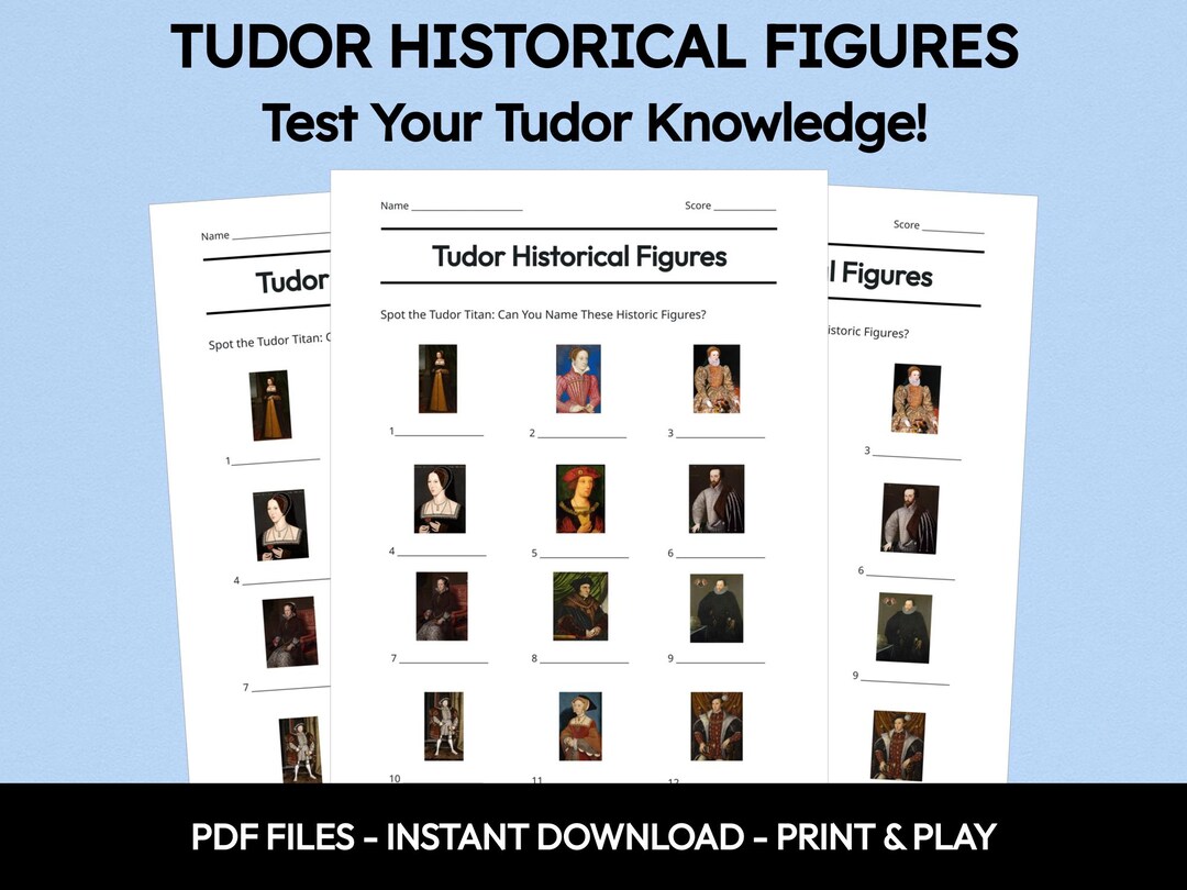 Tudor Historical Figures Picture Quiz, Printable Trivia Game, Family ...