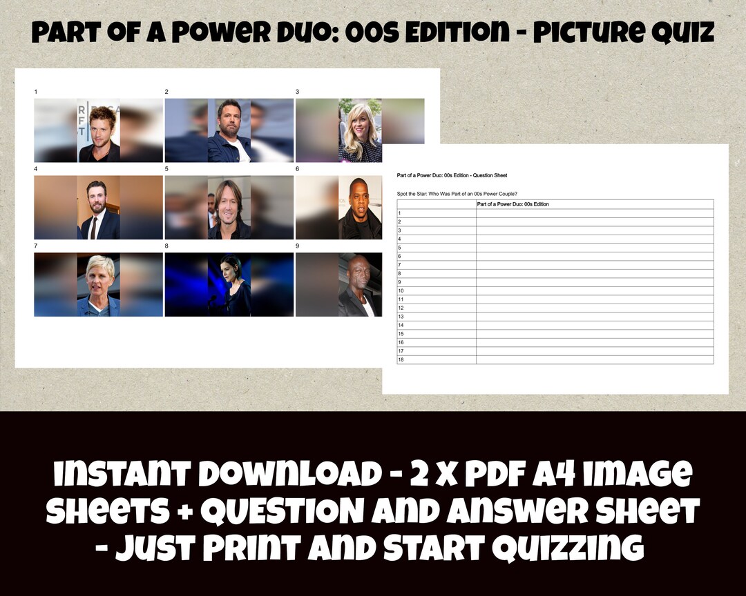 Part of a Power Duo: 00s Edition | Picture Quiz | Pub Quiz | Picture ...