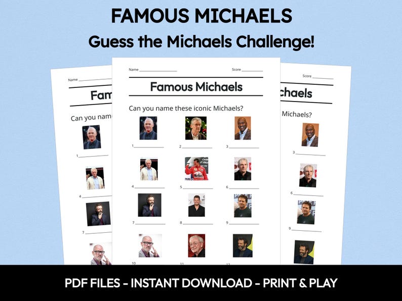 Printable Famous Michaels Picture Quiz With Answers - Etsy