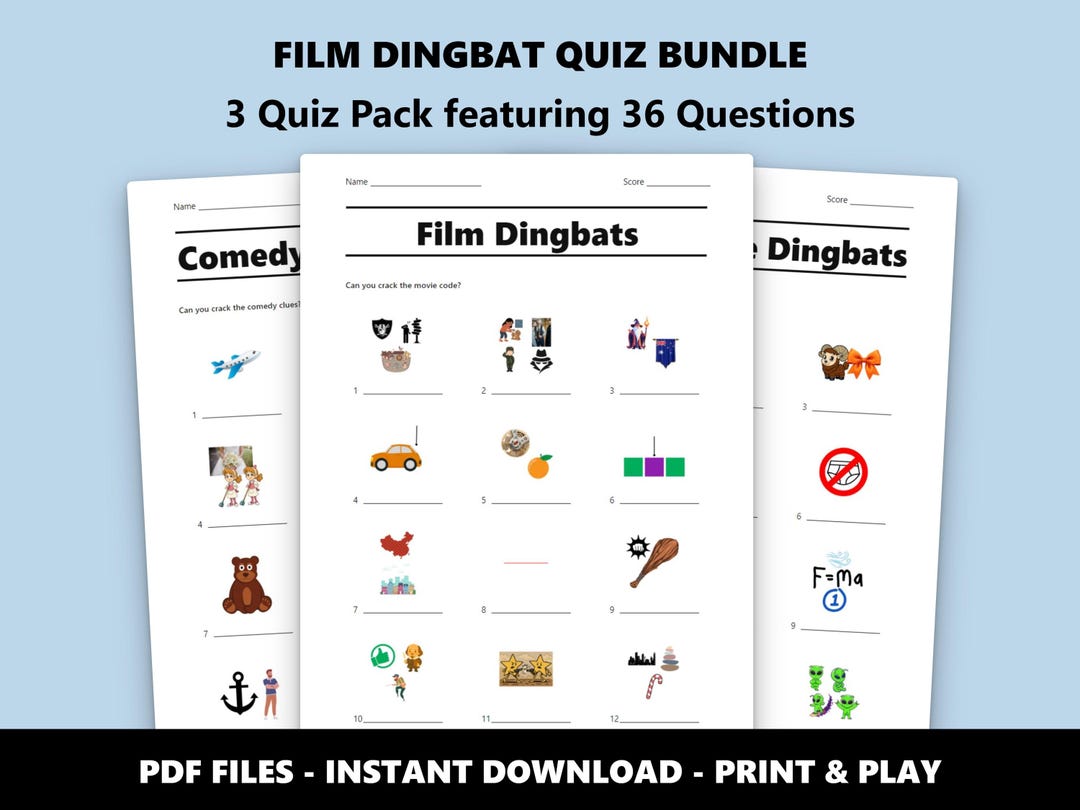Film Dingbat Quiz Bundle: Fun Movie Emoji Game (instant PDF Download ...
