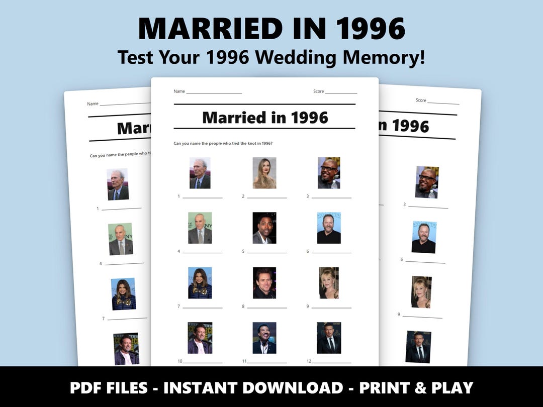 Married in 1996: 30th Anniversary Trivia Quiz (instant PDF Download) - Etsy