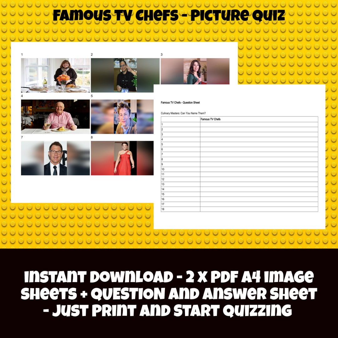 Famous TV Chefs Picture Quiz Pub Quiz Picture Round Food Quiz General ...
