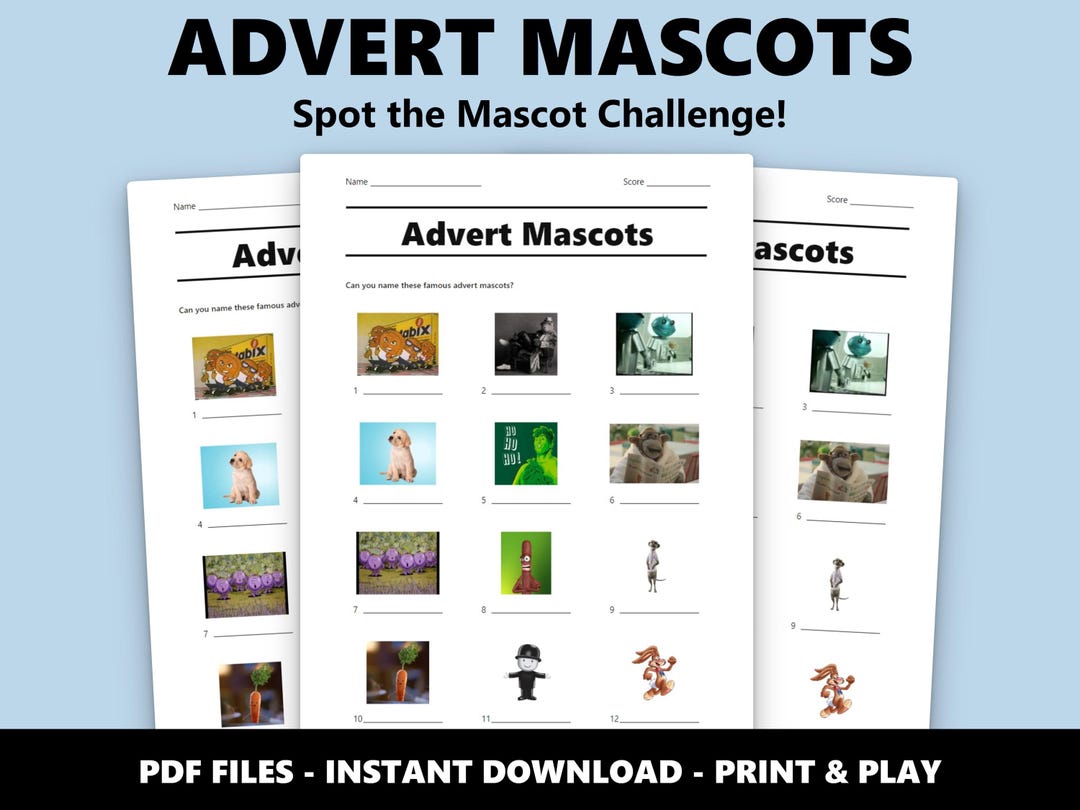 Advert Mascots Picture Quiz: Fun Trivia Game for Parties and Family ...