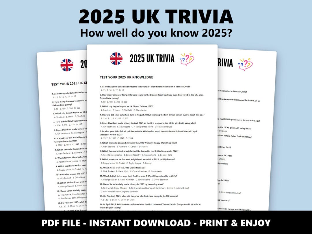 2025 UK Trivia Quiz: Multiple Choice British Current Events Test ...