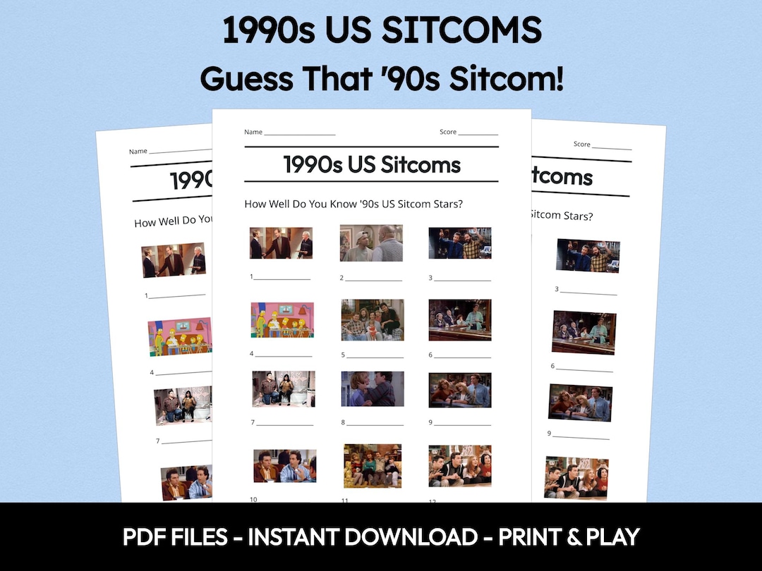 1990s US Sitcoms Picture Quiz: Printable TV Trivia Game (instant ...
