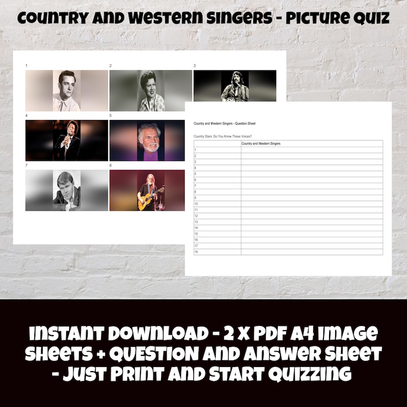 Country and Western Singers Picture Quiz | Pub Quiz | Picture Round ...