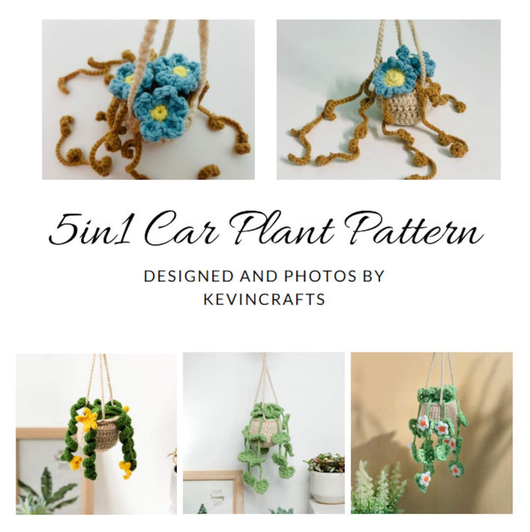 Car Hanging Plant Crochet PDF Pattern, Crochet Monstera Plant Pattern ...