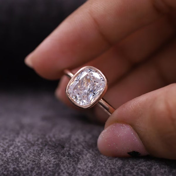 Cushion Bezel Ring - Etsy