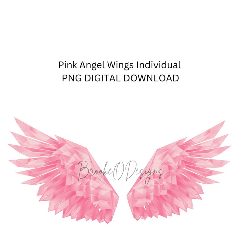 Png Angel Wings Pink Clipart Digital Download 2x Individual Left and ...