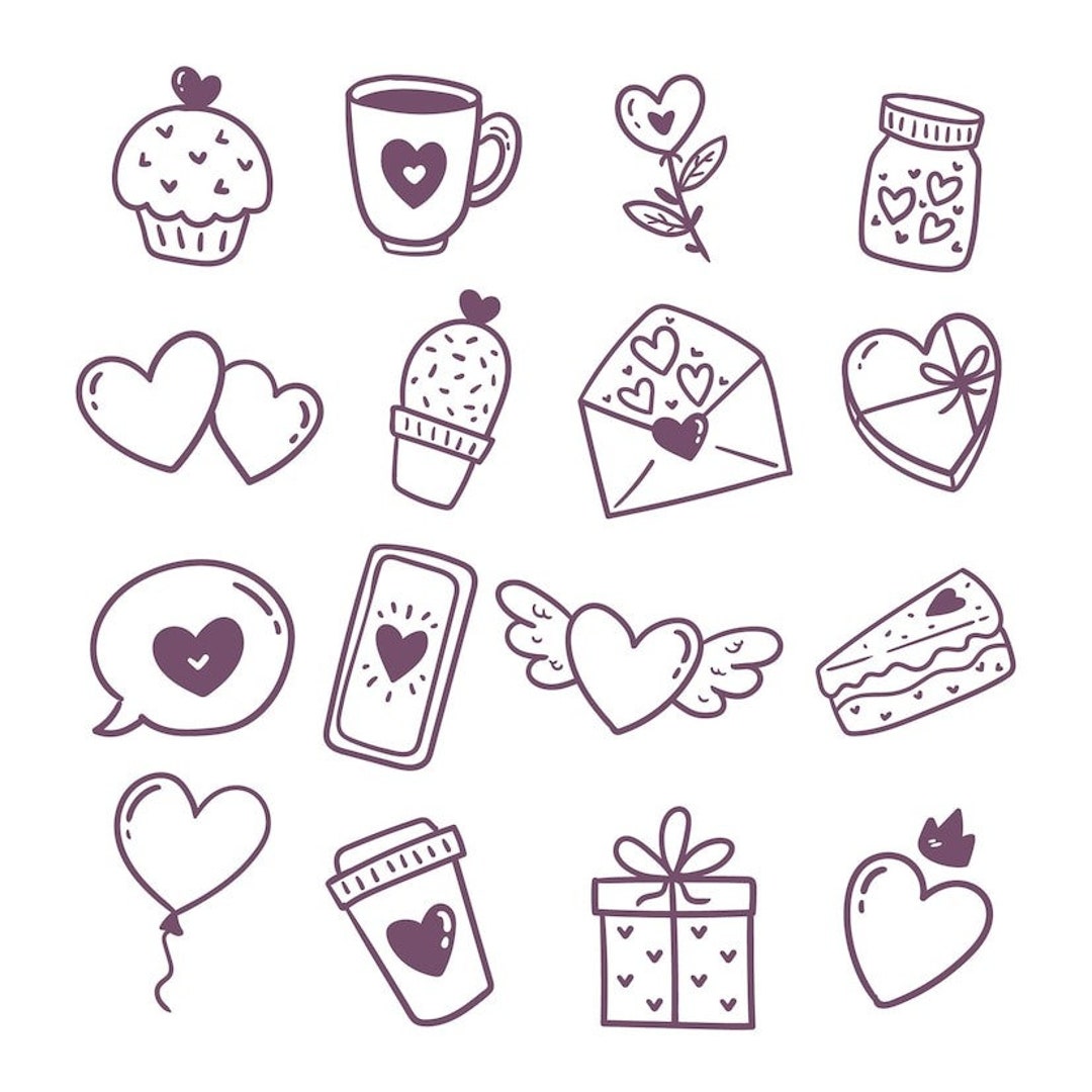 Doodle Valentines Day Element Collection Cute - Etsy