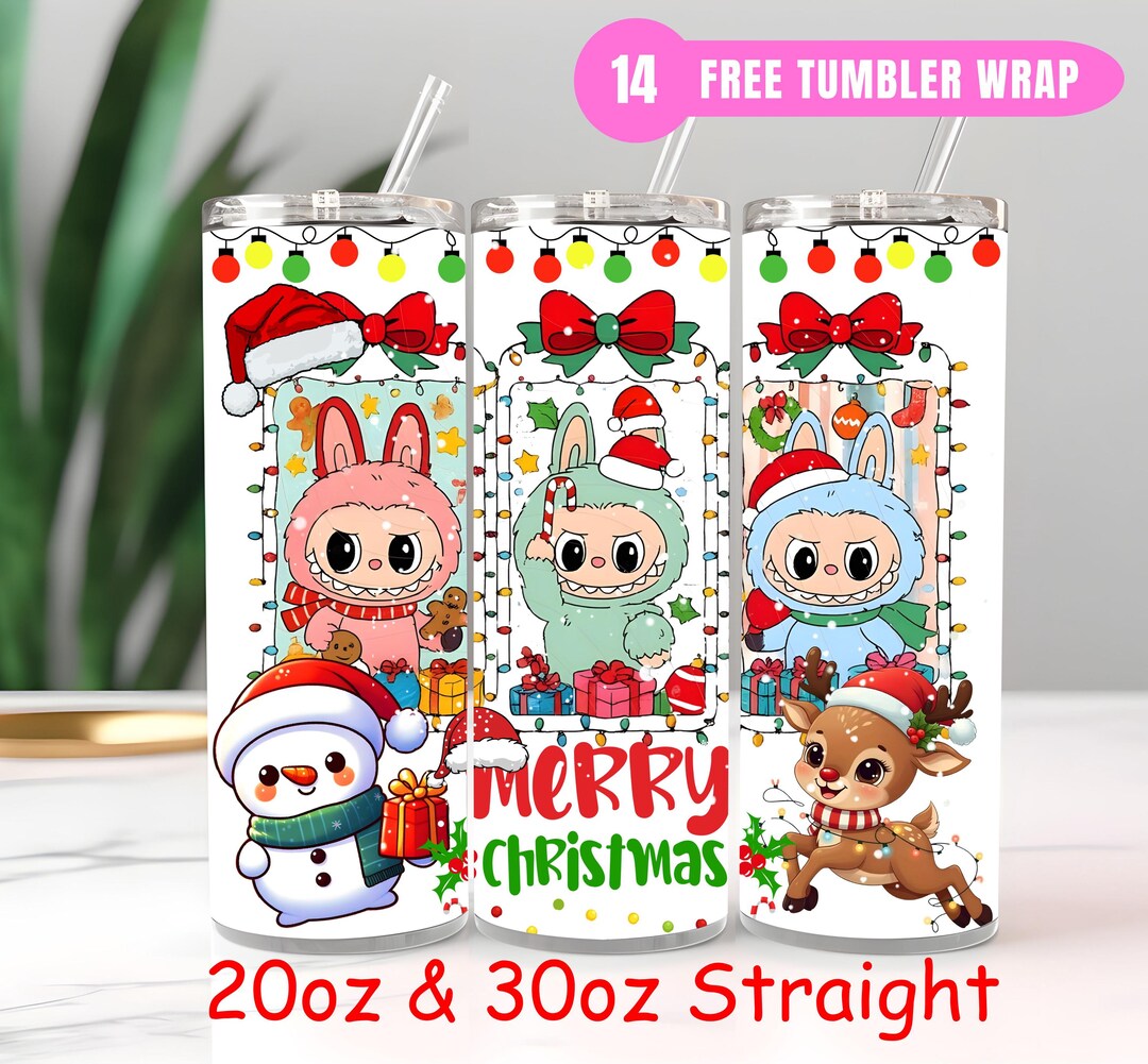 Christmas Edition Monster Cartoon Tumbler Wrap, 20oz Skinny Tumbler ...