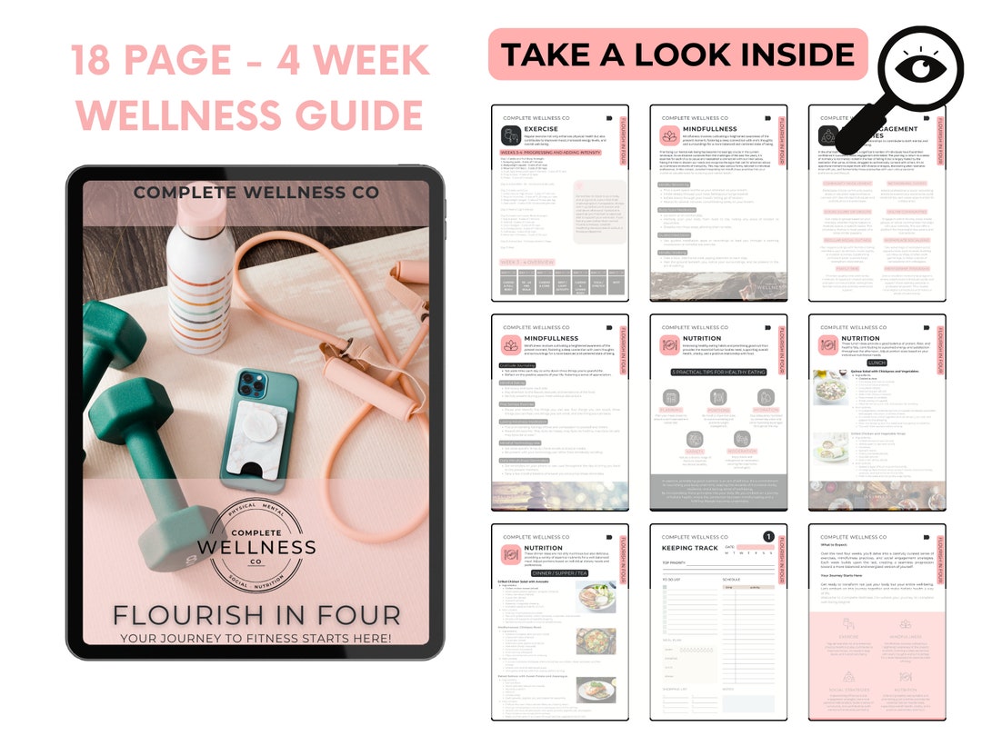 4 Week Health & Wellness Plan/guide Exercise Plan Healthy Recipes ...