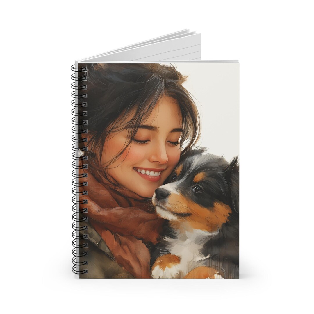 Spiral Notebook Asian Woman and Her Puppy Dog, Journal, Notepad, Diary ...