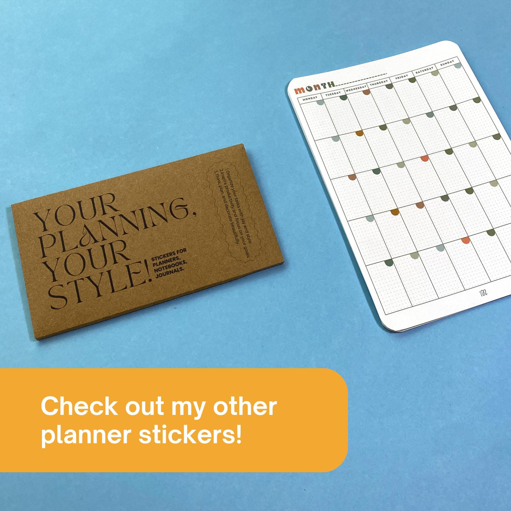 Large Undated Monthly Calendar Stickers, Set of 12, 5"x7", Matte - Etsy