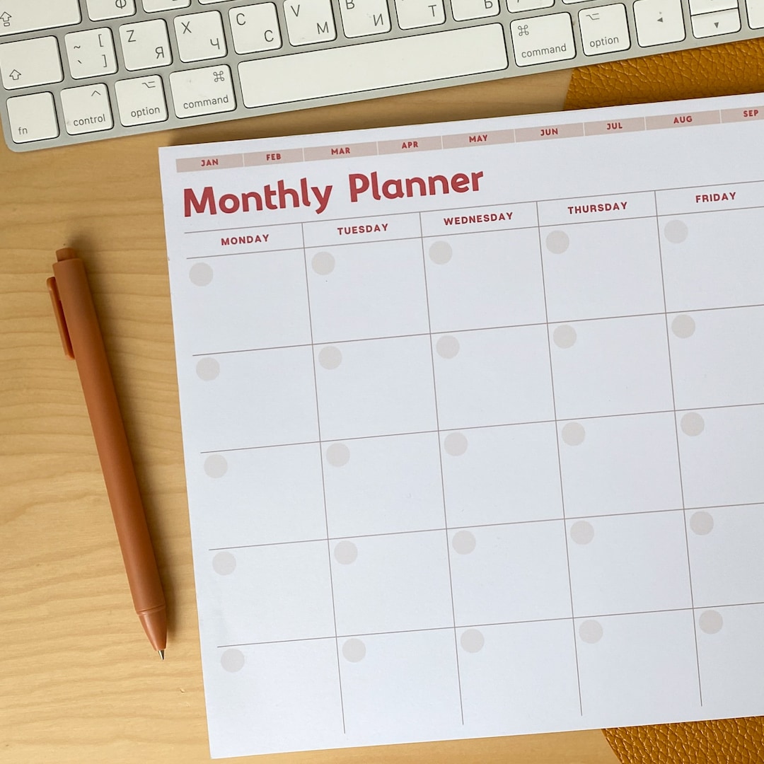 A4 Monthly Planner Pad. Desk Planner Monthly Notepad - Etsy