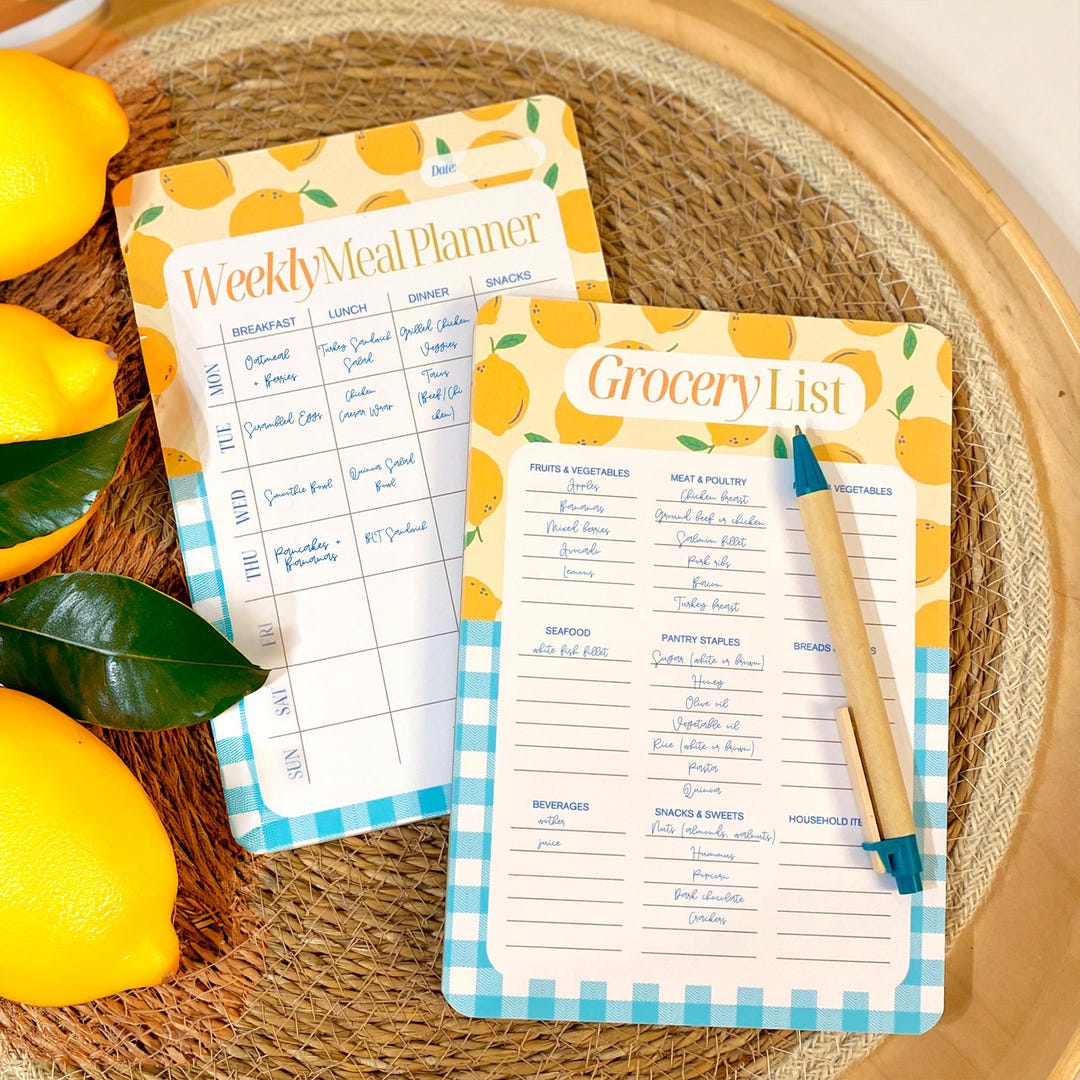 Grocery List & Weekly Meal Planner Pads - A5 Notepads: Organize Your ...