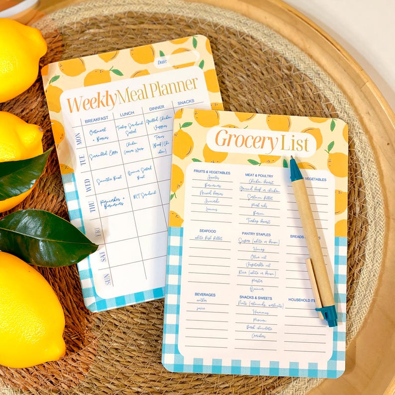 Grocery List & Weekly Meal Planner Pads A5 Notepads: Organize Your ...