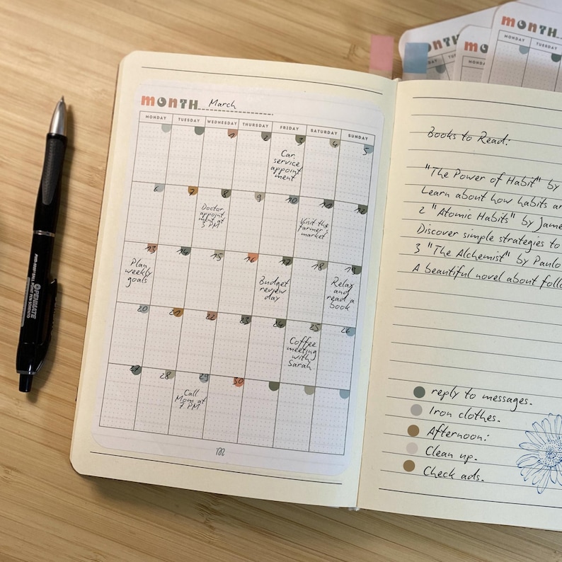 Large Undated Monthly Calendar Stickers 5 X 7 Set of 12, Planner ...