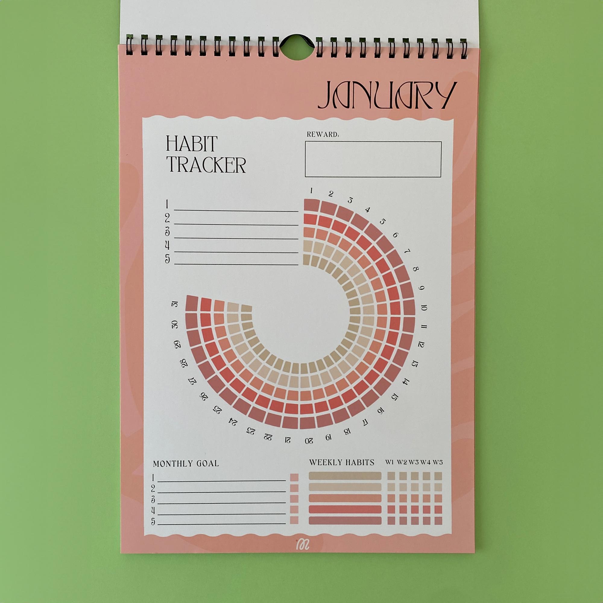 Undated Paper Habit Tracker, Universal Monthly Wall Planner, Minimalist ...