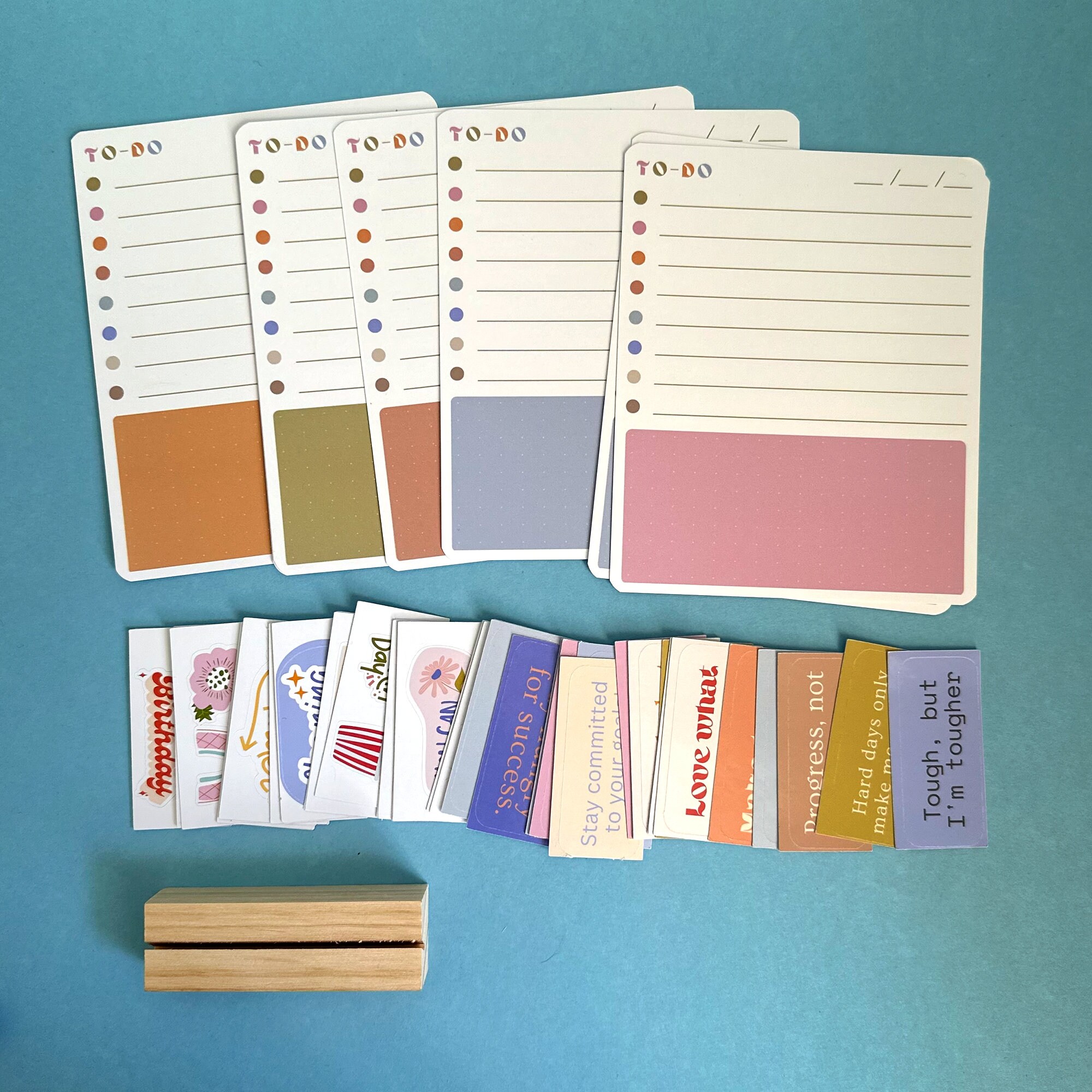 Handmade To-do List & Note Cards in Wooden Box. Motivation Stickers and ...