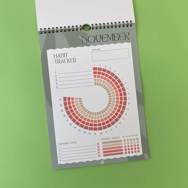 Undated Paper Habit Tracker, Universal Monthly Wall Planner, Minimalist ...