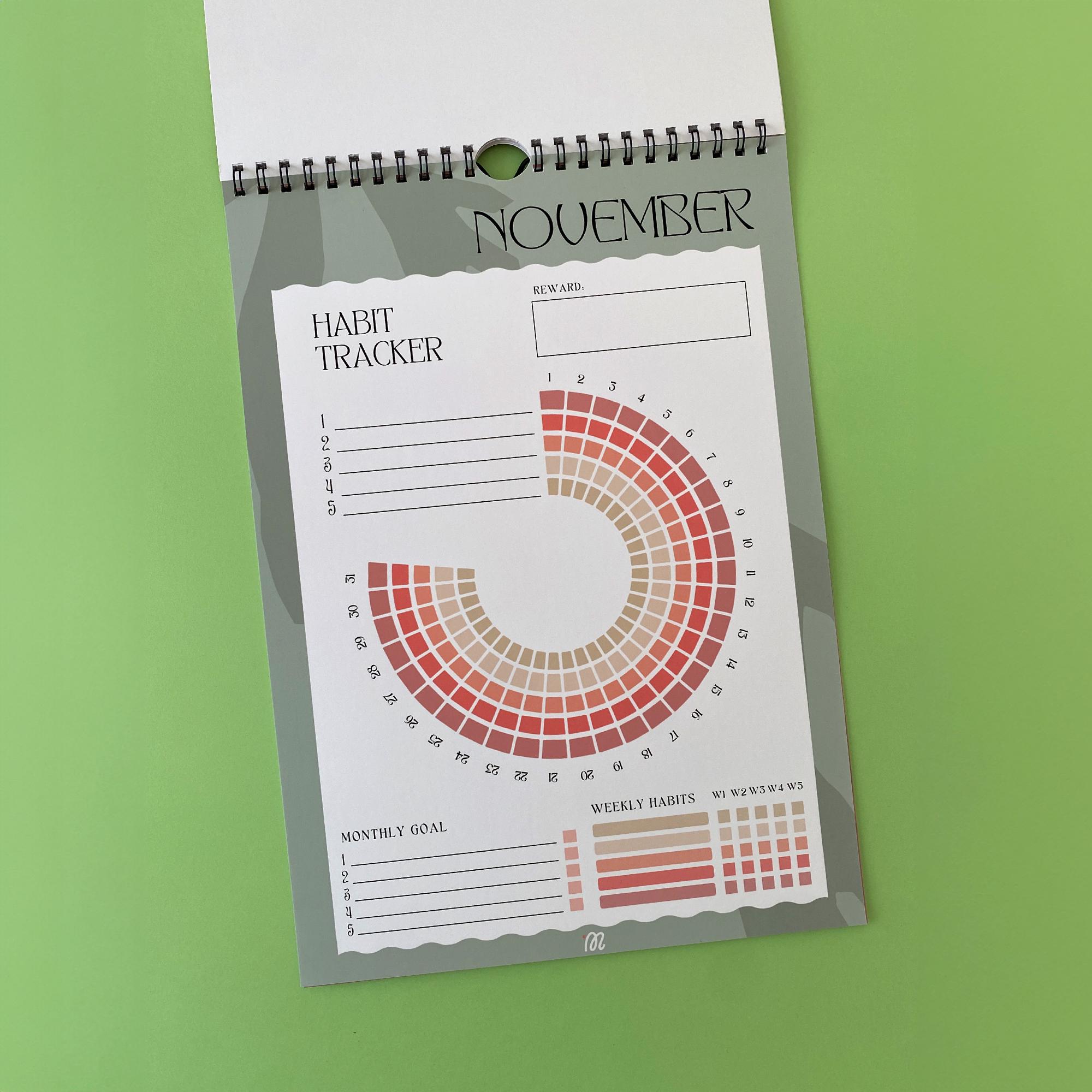 Undated Paper Habit Tracker, Universal Monthly Wall Planner, Minimalist ...