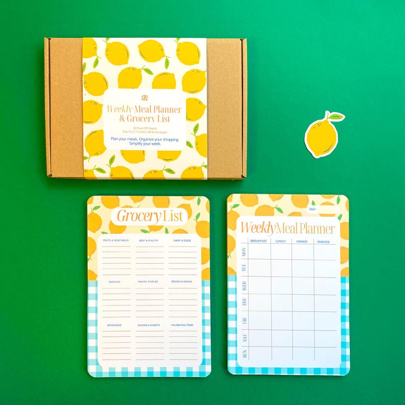 Grocery List & Weekly Meal Planner Pads A5 Notepads: Organize Your ...