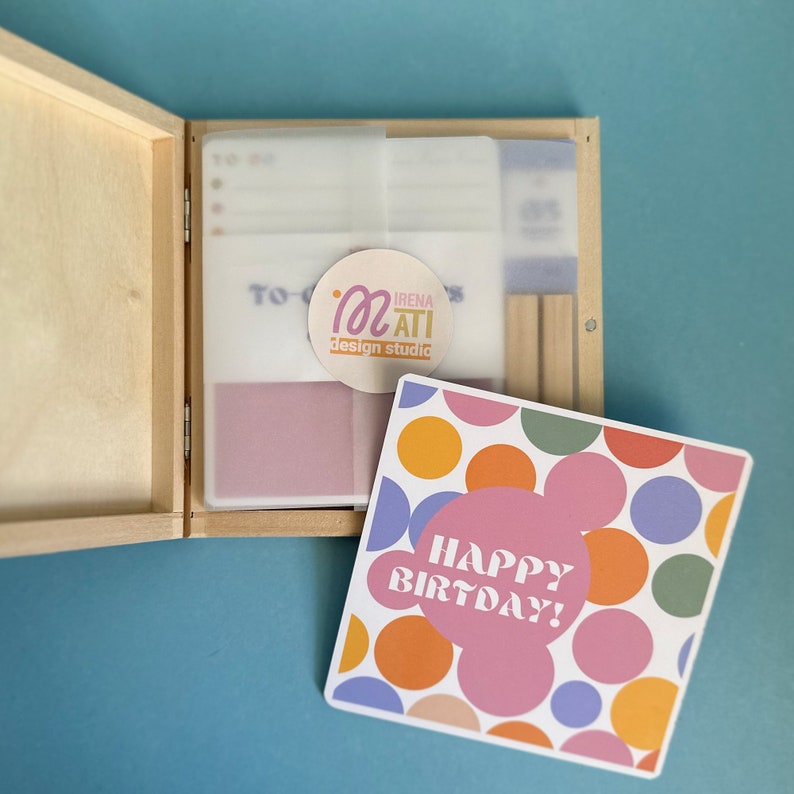 Handmade To-do List & Note Cards in Wooden Box. Motivation Stickers and ...