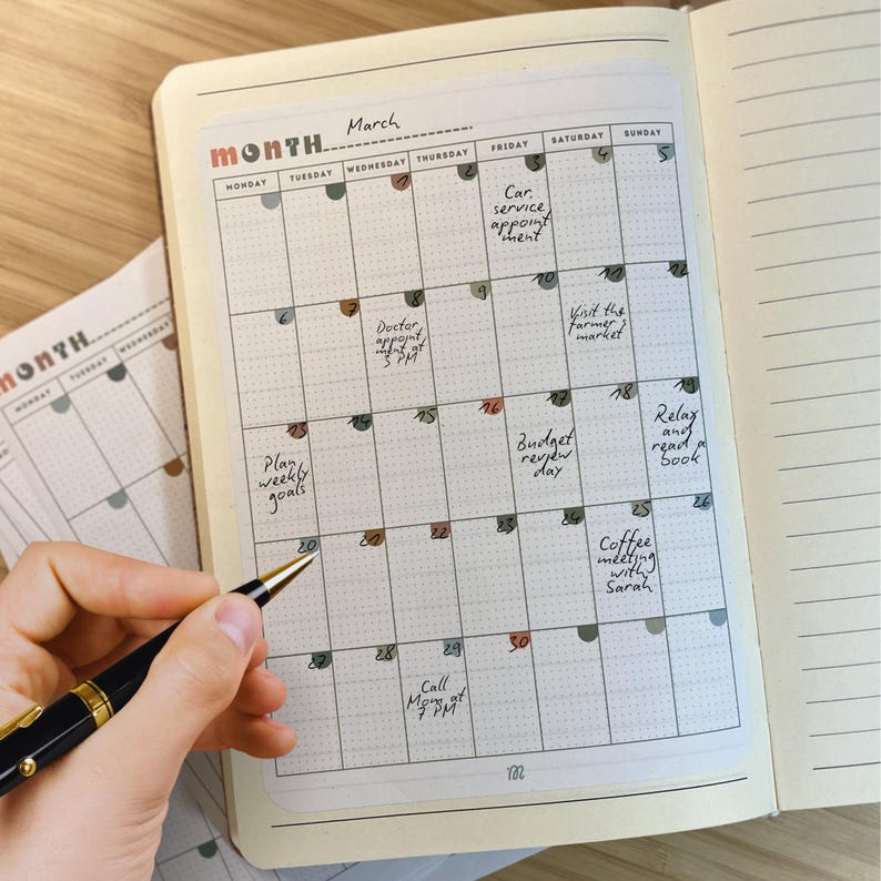 Large Undated Monthly Calendar Stickers, Set of 12, 5"x7", Matte - Etsy