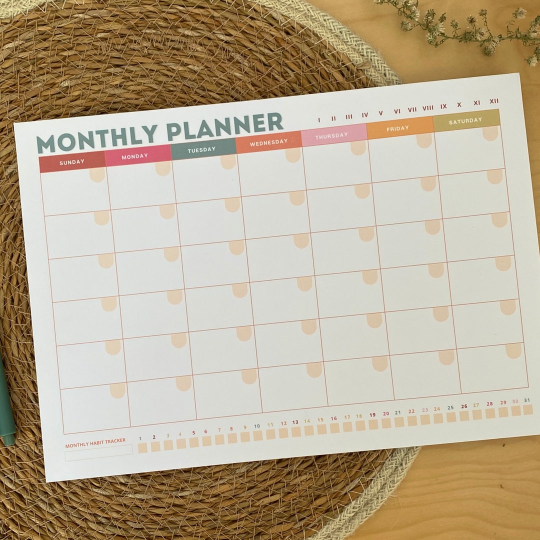 A4 Monthly Planner Pad. Desk Planner Monthly Notepad - Etsy