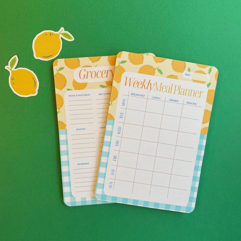 Grocery List Magnet Pad For Fridge Weekly Meal Planner Notepad ...