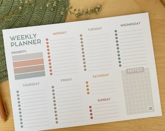 A4 Weekly Planner Pad Bold Colour Block | Desk Planner With Habit ...