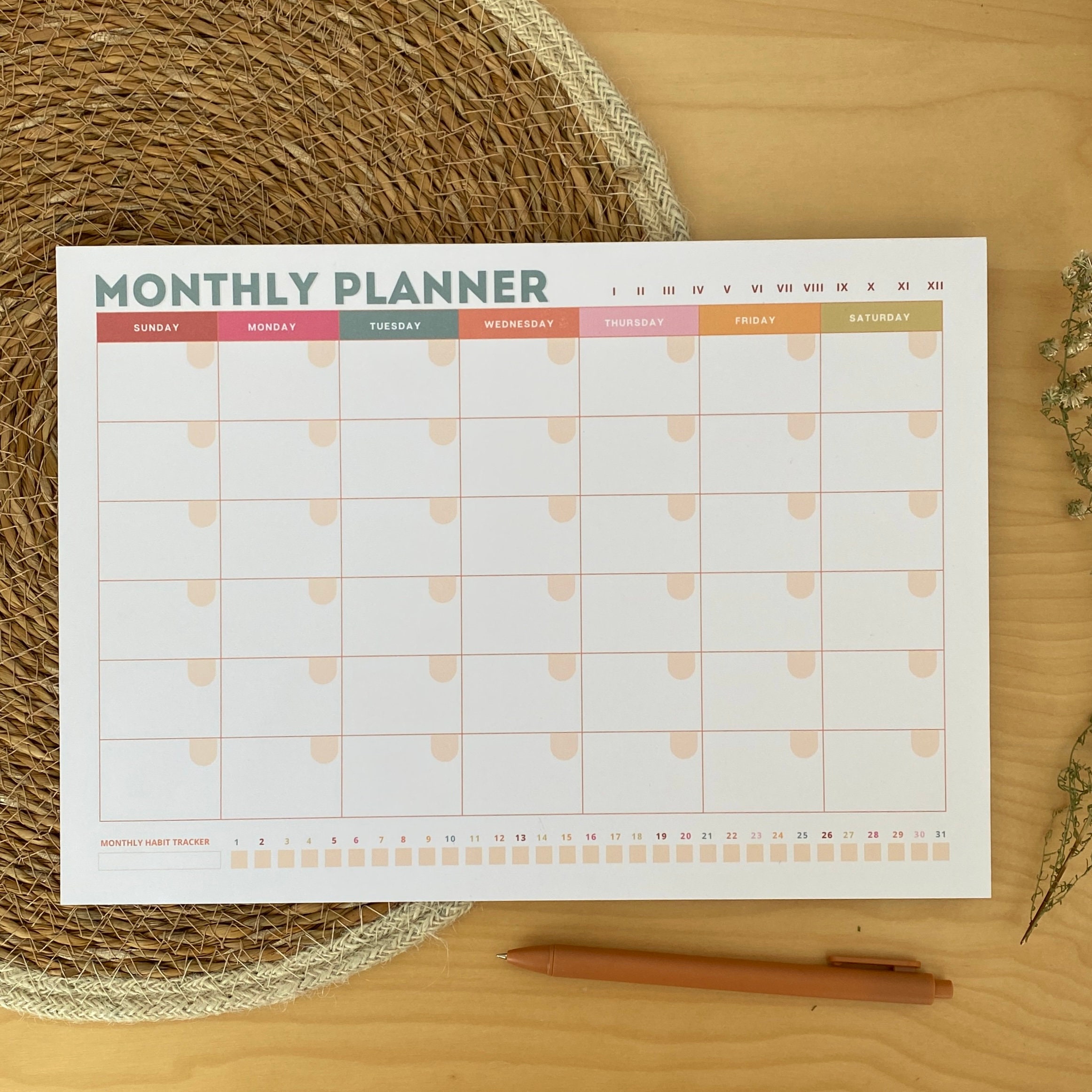 A4 Monthly Planner Pad. Desk Planner Monthly Notepad - Etsy