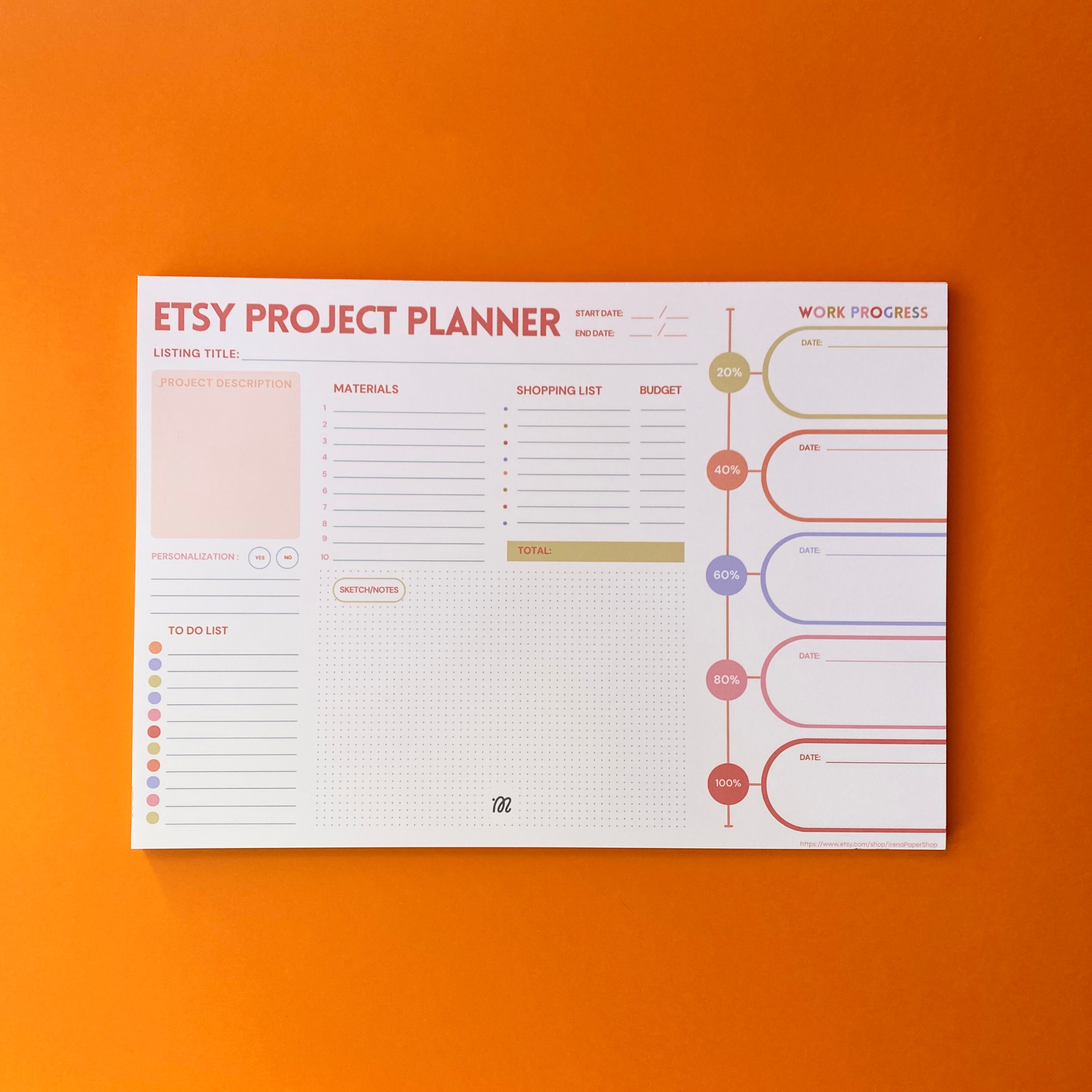 ETSY Project Planner Pad. Project Management Planner for Etsy Sellers ...