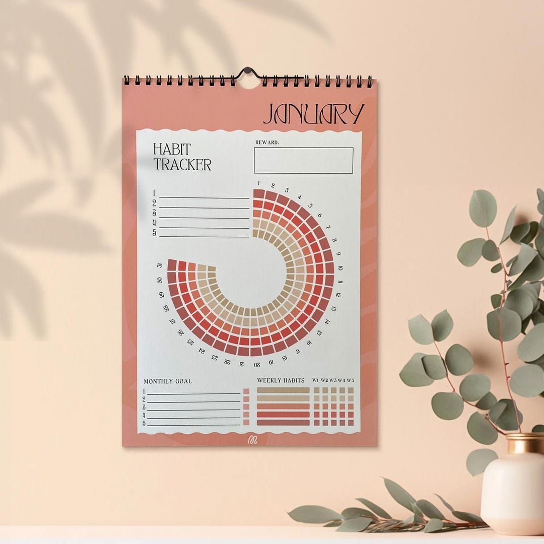 Undated Paper Habit Tracker, Universal Monthly Wall Planner, Minimalist ...