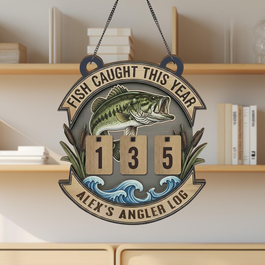 Fishing Catch Tracker Sign, Fish Caught This Year Board, Personalized ...